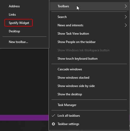 GitHub - Debuggingss/SpotifyWidget: A Windows 10 toolbar to show your ...